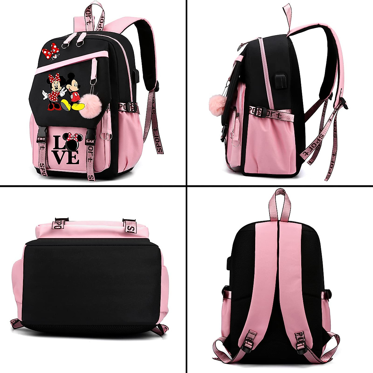 Doskijow Cartoon Backpack - School Backpacks For Girls Women - Cute Large Backpack For Teens Travel Purse Laptop Bag, 17.7 inch, Pink