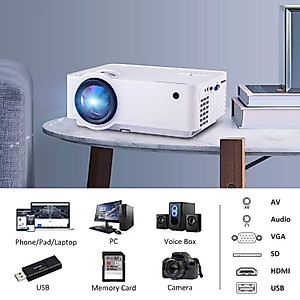 Mini Projector 5500 Lux 210" Video Projector 1080P with Projector Screen
