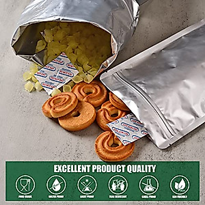 11 Mil 100 Mylar Bags for Food Storage with Oxygen Absorbers 500cc & 300cc, Mylar Bags 1 Gallon, 1 Quart, 1/2 Pint, Stand-Up Zipper Resealable Bags & Heat Sealable Food Storage Bags + Labels