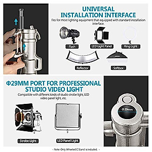 Neewer Pro 100% Stainless Steel C Stand Light Stand with Casters, Max. Height 14.4ft/440cm with 7ft/218cm Cross-Bar and Empty Sandbag for Photography Studio Reflector, Monolight and Other Equipment