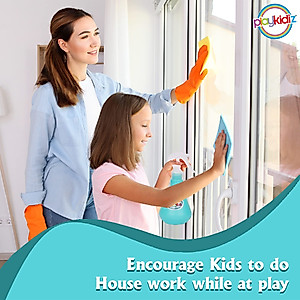 Playkidiz Kids Cleaning Set for Toddlers, Toy Broom & Mop Cleaning Accessory Set, Pretend Play Toys for Boys & Girls Ages 3+