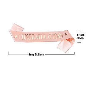 Congratulations Sash for Girl Women,Rose Gold Satin Gold Foil Glitter Sash,Birthday,Wedding, Retirement,Graduation,Job,Promotion Celebration,Award Ceremony,Baby Shower Party Sign Decorations Gifts