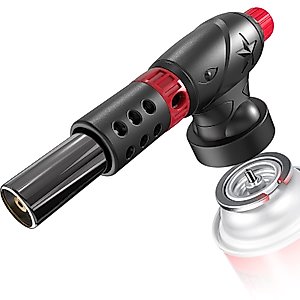 AKBLL Butane Torch Head,Anti-Scald Cooking Torch Lighter with Adjustable Flam,Kitchen Culinary Blow Torch for Sous Vide, Creme Brulee, Baking, BBQ, Soldering(Butane Canister Not Included)