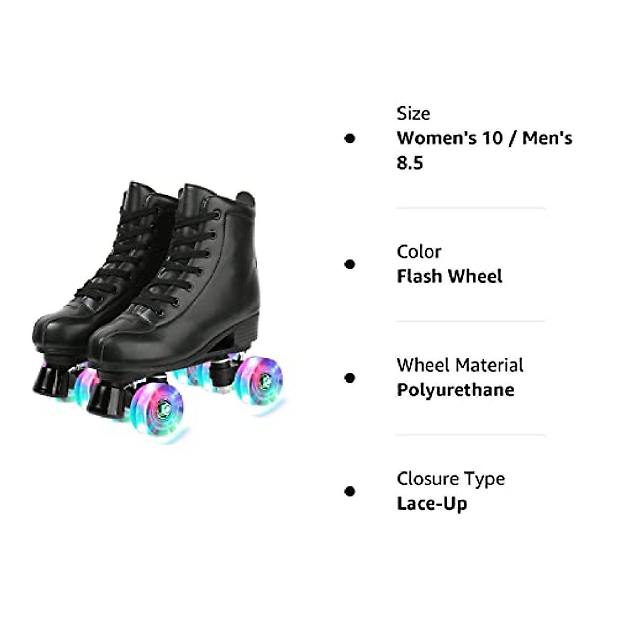 XUDREZ Roller Skates, Double-Row Roller Skates for Unisex, Roller Skates PU Leather High-top Roller Skates Four-Wheel Roller Skates Shiny Roller Skates (Flash Wheel,Women's 10 / Men's 8.5)