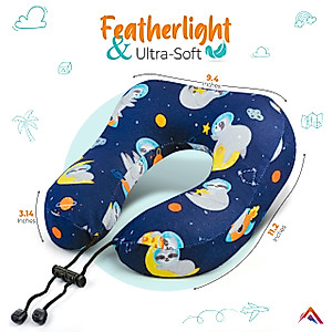 Anaste Kids Travel Pillow - Superior Memory Foam Travel Pillow for Kids, Cooling Technology Kids Neck Pillow, Lightweight & Portable Neck Pillow for Kids, Toddler Neck Pillow Includes Travel Bag