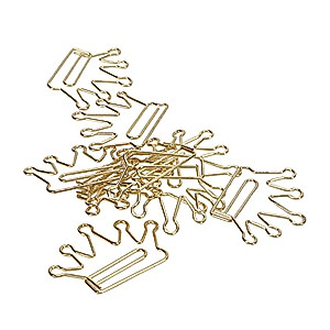100Pcs Crown Shape Paper Clips Gold Creative Bookmarks Note Clip Marking Document Organizing Clip Stationery Supplies(#1)