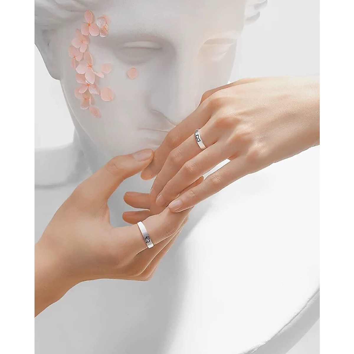 Izpack Lovely Dog Pet Matching Couples Rings for His and Her Sterling Silver 925 Minimalist Adjustable Open Engagement Wedding Promise Ring Finger Band Set Fashion Jewelry Gifts with Box