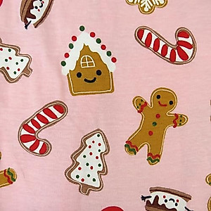 HonestBaby Baby Holiday Non-Slip Footed Pajamas One-Piece Sleeper Zip-Front Pjs 100% Organic Cotton, Gingerbread Pink, 18 Months