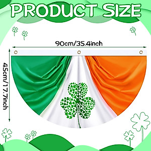 6 Pcs 3 x 1.5 Feet Ireland Flag Shamrock St. Patrick Day Flag Irish Flag Bunting Patriotic Flag Bunting Pleated Half Fan Flag with Grommet Garden Banner Decoration Outdoor Flag