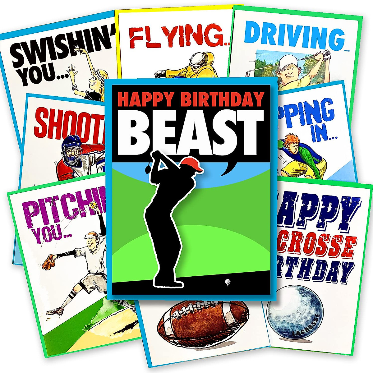 Play Strong Golf Beast Birthday Card 1-Pack (5x7) Golf Sports Birthday Cards Greeting Cards - Awesome for Golfers, Coaches and Fans Birthdays, Gifts and Parties!