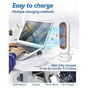 Tower Fan For Bedroom Living Room Home Office Table Battery Operated Rechargeable Small Desk Fans