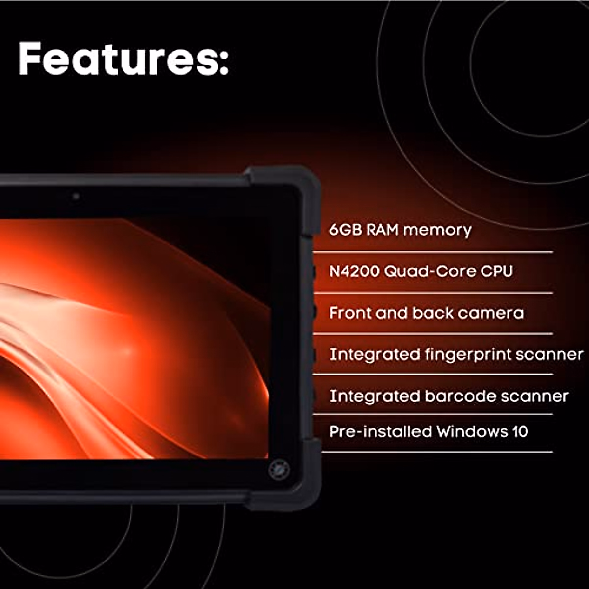 faytech 10.1" Rugged Industrial IP65 Waterproof PC Tablet Windows 10 Pre-Installed, N4200 Quad-Core CPU, 6GB RAM+128GB eMMC, Integrated W-LAN, Bluetooth 5.2, Rechargeable 7.4V/7000mAh Battery