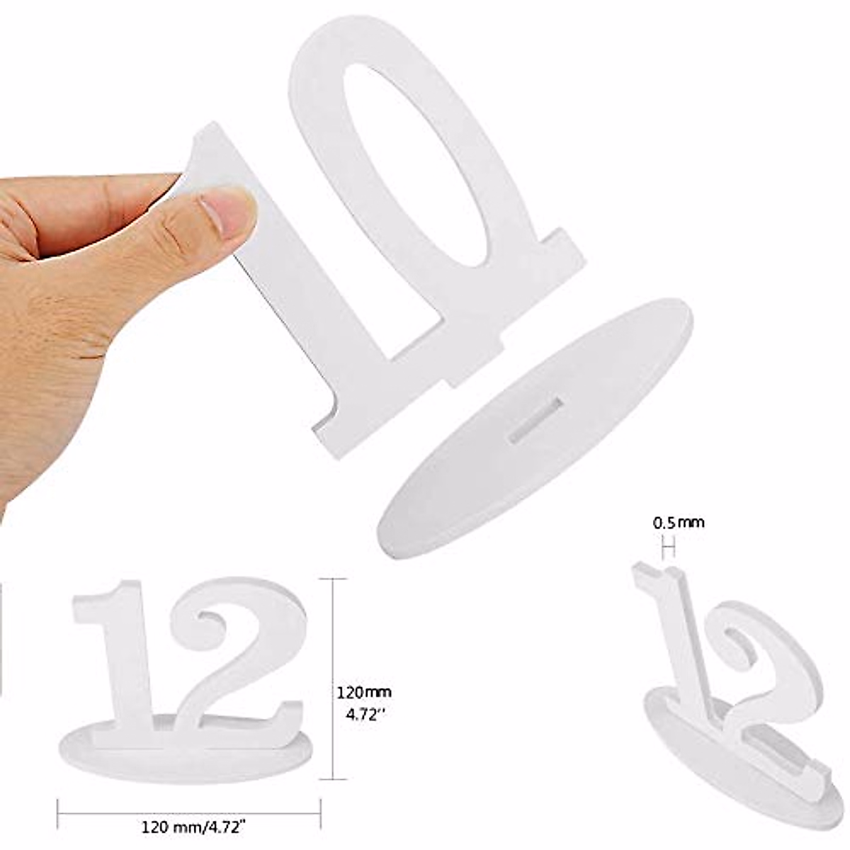 Wedding Table Numbers with Holder Base, White Wooden Numbers 1-20, Table Cards Wedding Reception for Banquets, Cafes, Restaurants, Hotels, Parties