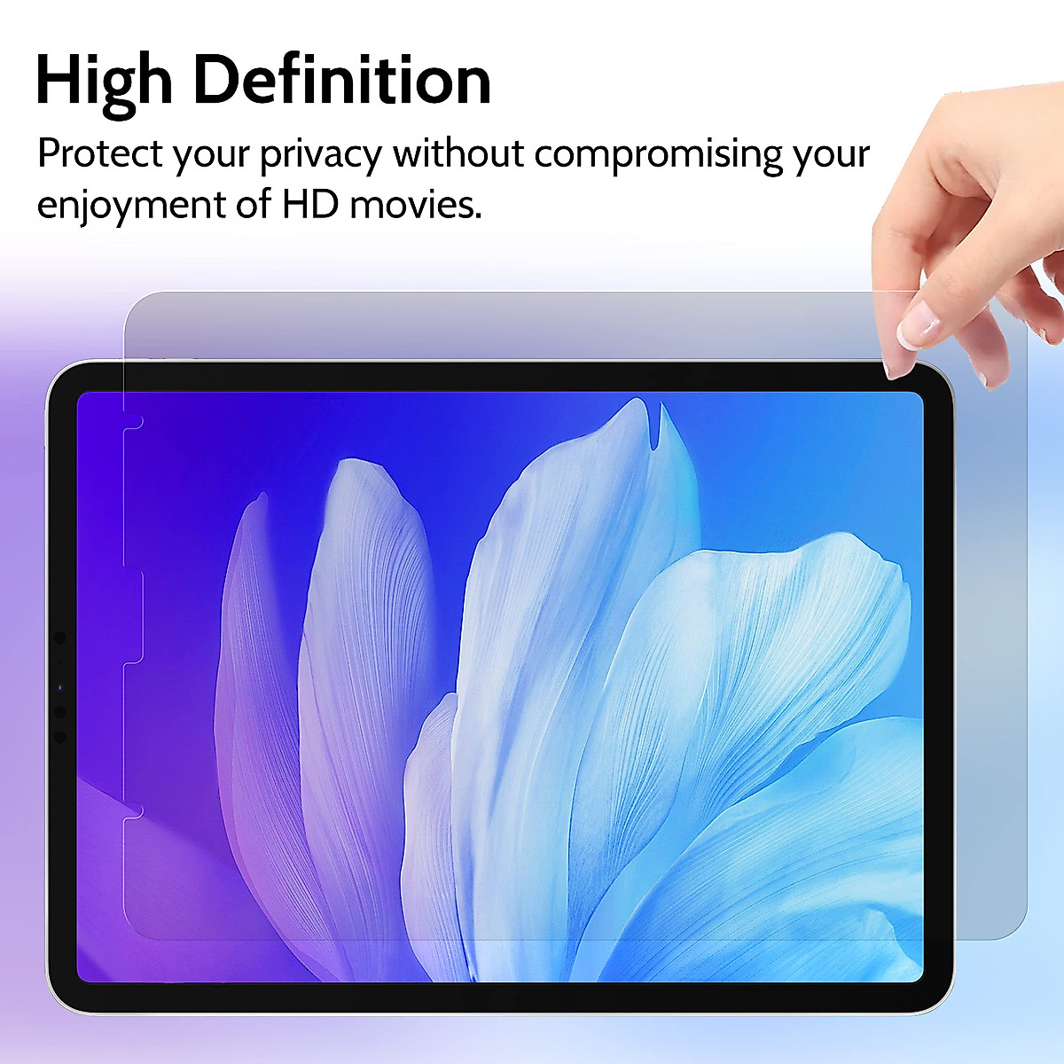 Peslv Privacy Screen Protector Compatible With iPad Pro 12.9 Inch 2018 2020 2021 2022, Anti Glare Blue Light Spy Filter Private Cover, High Sensitive Bubble-Free Easy Install Black Security Screen