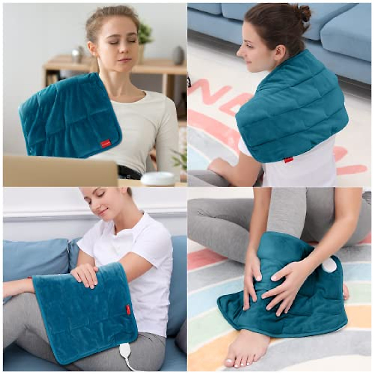 Comfytemp Full Weighted Heating Pad for Back Pain & Cramps Relief, 2.2lb Large Electric Heating Pad for Neck and Shoulders, Moist & Dry Heat Therapy with Auto Shut Off, Stay On, 12x24", Washable