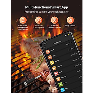 Smart Meat Thermometer, OSCEVIA 2-Probe Food Thermometer with Smart Alert, 262ft Wireless Range, IP67 Waterproof, Magnetic Design for BBQ, Kitchen, Air Fryer, Garden, Oven, Grill, Rotisserie