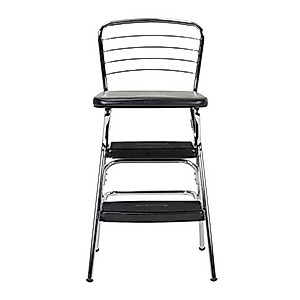 COSCO 11140CBB1E Stylaire Chair and Step Stool, Black