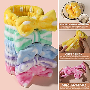 Teenitor Bow HeadBands, Women Headbands for Makeup Cosmetic Facial Shower Spa Elastic Hair Band Hairlace Headband for Baby girls Yellow Blue Green Purple Pink, 5pcs