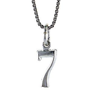 Sterling Silver Small number 7 Charm, 1/2 inch Tall