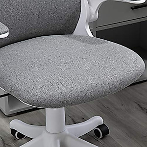 Vinsetto Linen-Touch Fabric Office Chair Swivel Task Chair with Adjustable Lumbar Support, Height and Flip-up Arms, Grey