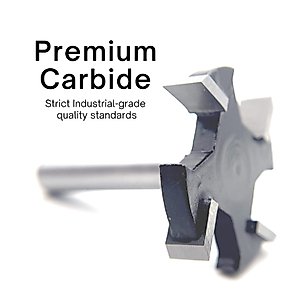 ROUTYBITS - 1-1/4 Diameter - Spoilboard Surfacing Router Bit - 1/4 in Dia Shank, 1/4 Inch Cut Length, Carbide Flattening CNC Router Bits
