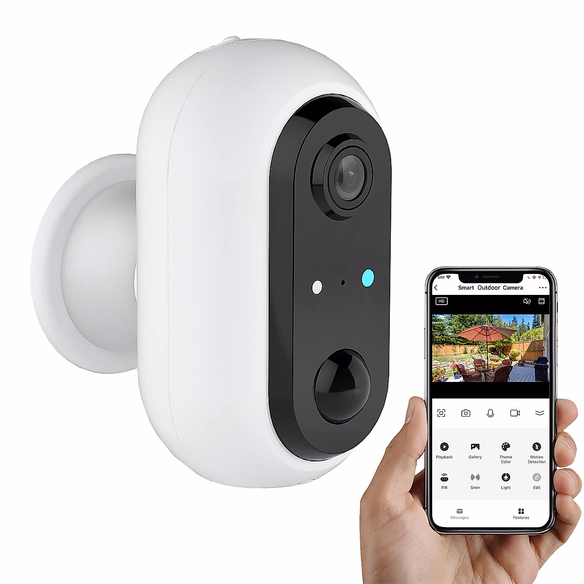 VENZ Outdoor Camera Wireless,1080P Battery Powered WiFi Cameras for Home Security,Magnetic Base,Siren Alarm, Night Vision,Motion Detection,2-Way TalkIP65 Waterproof,Cloud/SD Storage