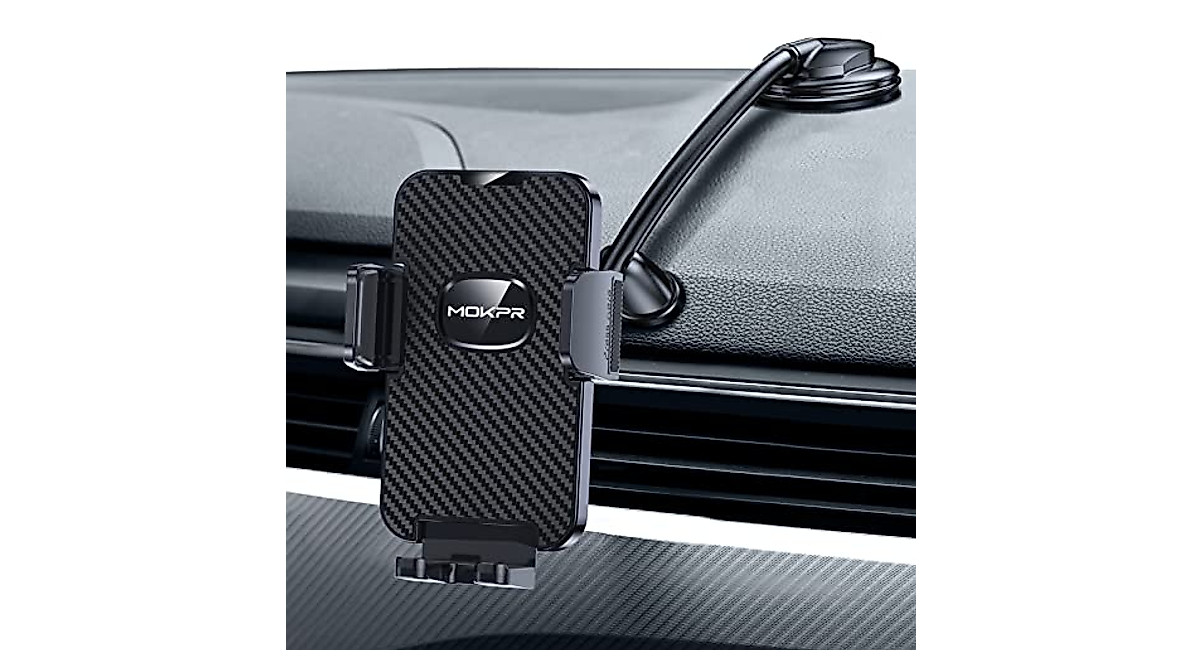 MOKPR Car Phone Holder: Anti-Shake Long Arm Dashboard Mount