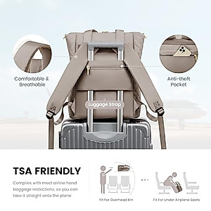 LOVEVOOK Laptop Backpack for Women 17 inch,Diamond Quilted Convertible Backpack Tote Laptop Computer Work Bag,Cute Womens Travel Backpack Purse College Teacher Carry on Back pack with USB Port,Nude