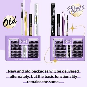 B&Q Lash Extension Kit 192 PCS Eyelash Extension Kit D Curl Lash Clusters Kit Wispy Individual Lash Kit DIY Lash Extension Kit with Lash Glue and Remover Applications (B05+B06, Kit)