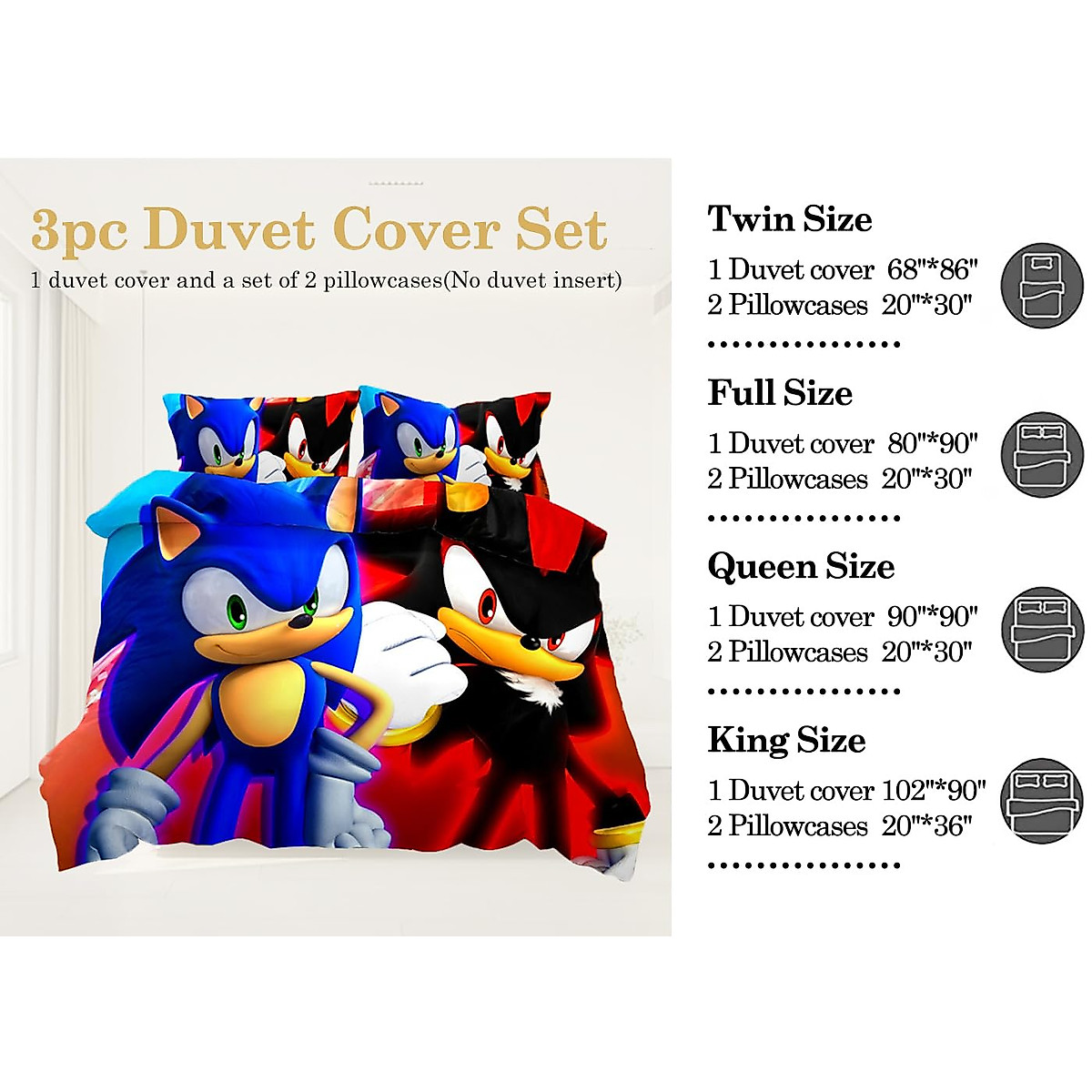 MOTGUV Hedgehog Cartoon Duvet Cover Set for Boys Girls Teens,3D Printing Lightweight Comforter Sets 3 Piece Bedding (1 Duvet Cover and 2 Pillow Covers)-1-Twin