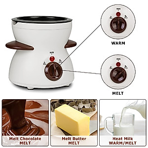 Micnaron Chocolate Fondue Pot, Mini Electric Chocolate Melting Pot, Chocolate Maker Chocolate Marshmallow Candy Melting Warming Fondue Set Dipping Pot with 10pcs Forks & Removable Pot for Party, White