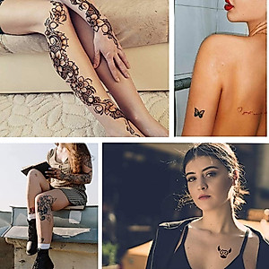 Temporary Tattoo Ink and Stencils for Adults Teens Kids, Temporary Tattoo Kit Skin Friendly - Black Red Brown Green Purple Blue Orange