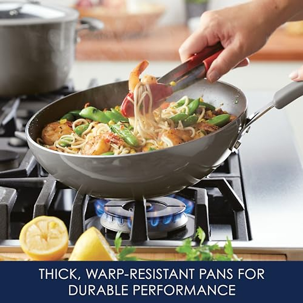 Rachael Ray Cook + Create Nonstick Stir Fry Pan/Wok, 10.5 Inch, Gray