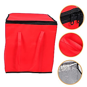SOLUSTRE Catering Bag 1pc Portable Cooler Bag Water Resistant Tote Bag Portable Heating Lunch Box Foldable Tote Bag Insulated Shopping Bag Thermal Bag Take-out Insulated Bag Red