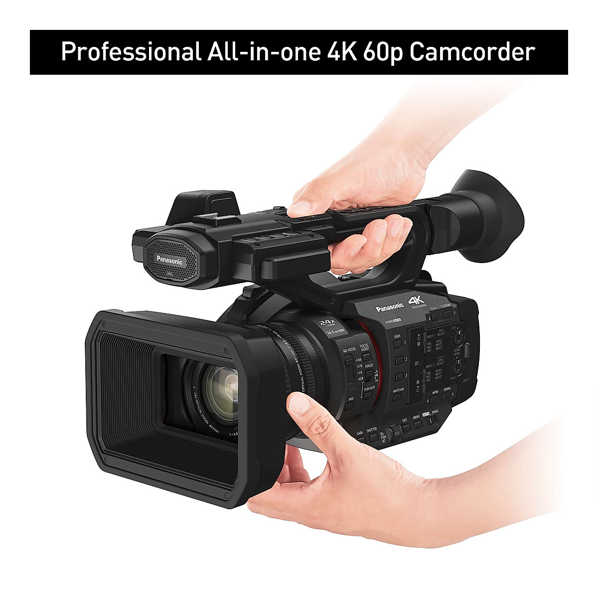 Panasonic Camcorder, Professional Quality 4K 60p, 1.0-inch Sensor, 24.5mm Wide-Angle Lens and Optical 20x Zoom, V-Log, Ethernet, Simultaneous SDI/HDMI Output, HD Live Streaming - HC-X2 (Renewed)