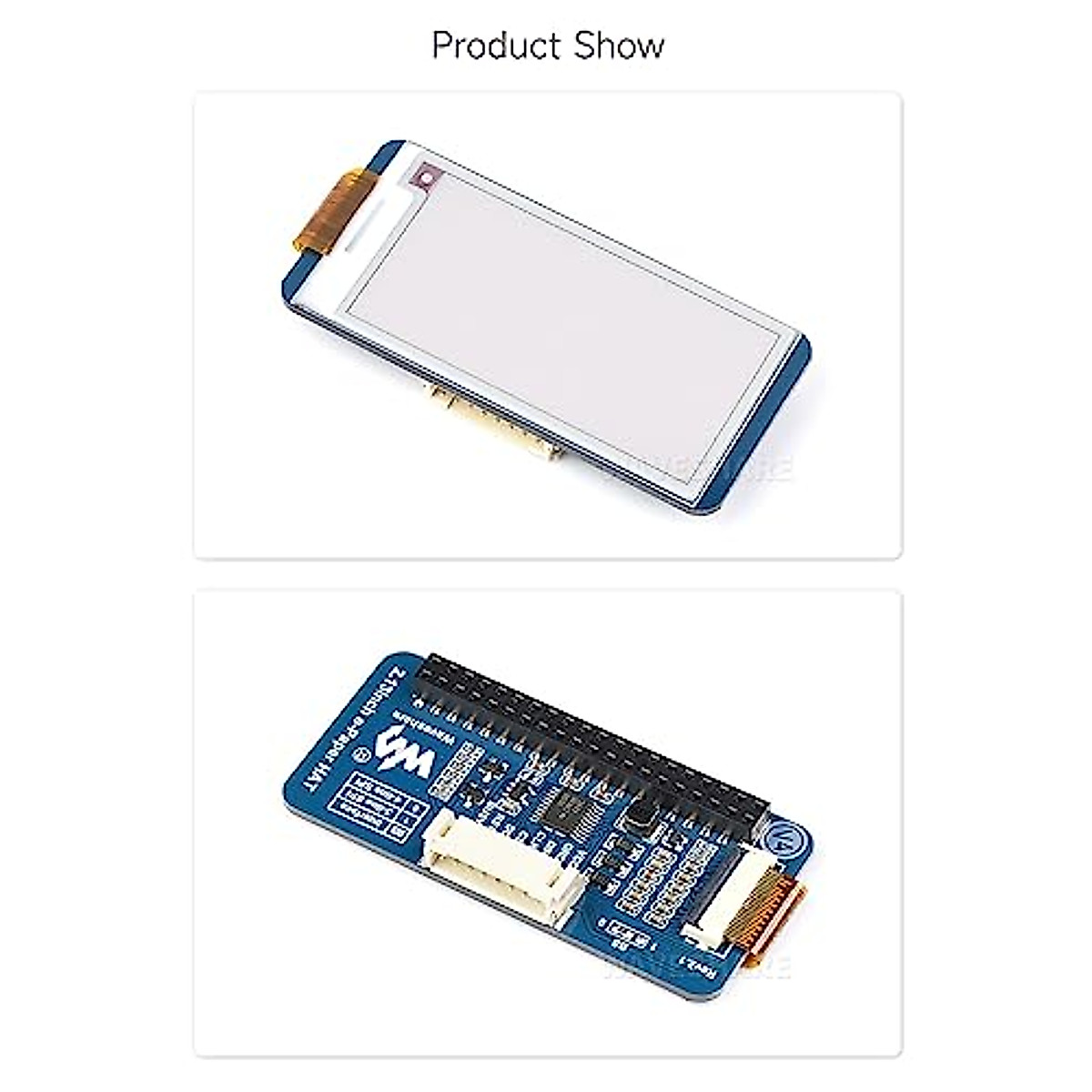 waveshare 2.13inch E-Ink Display HAT Compatible with Compatible with Raspberry Pi 5/4B/3B/Zero/Zero W/Zero 2W/Pico/Pico W/Pico WH, 212x104 Resolution Three-Color SPI Interface