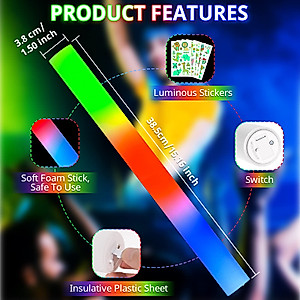 JDNRXO 28 PCS Glow Sticks Bulk, LED Light Up Foam Sticks Party Favors with 3 Flashing Modes, Glow in The Dark Party Supplies for Halloween, Wedding, Birthday, Carnival - Extra 5 Glowing Stickers