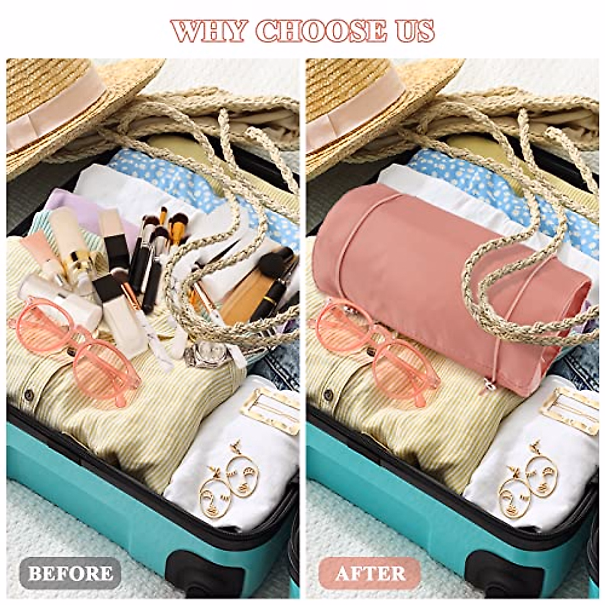 Senyucom Detachable Cosmefic Bag, 4 IN 1 Removable Portable Toiletry Travel Hanging Makeup Bags Organizer,Bathroom Bag for Shower (Pink)