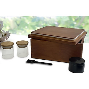 Misecrisa Airtight Stash Box with Tray - Rubber Seals - Large Wooden Box with Accessories 100% Air-Tight Storage Stash Box Set - Decorative Wood Box for Herbs (9.5inch)