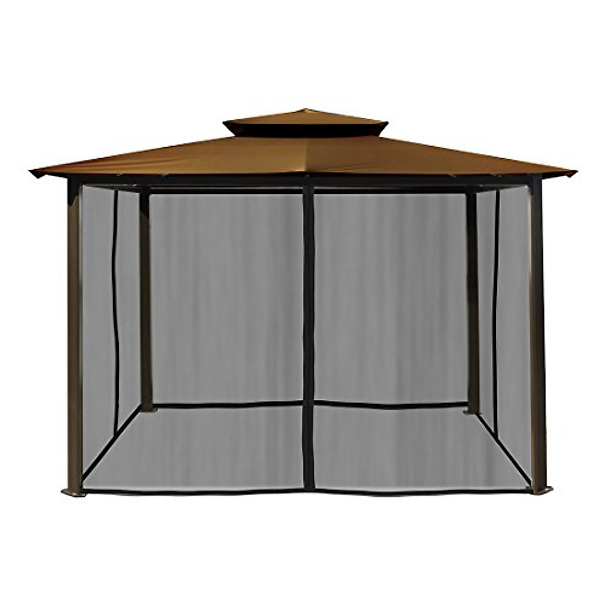 Paragon Outdoor 10’ x 12’ Barcelona Soft Top Gazebo, Bronze Powder-Coated Aluminum Frame with Canopy in Cocoa with Mosquito Netting for Backyard, Patio, Porch, Garden
