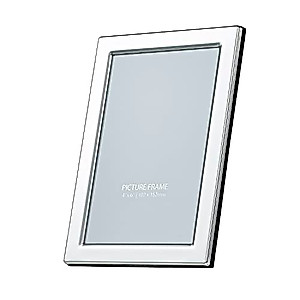 Quality Modern Silver Plated Contemporary 4" x 6" Single Picture Photo Frame Landscape or Portrait for Table - Black Velvet Backing