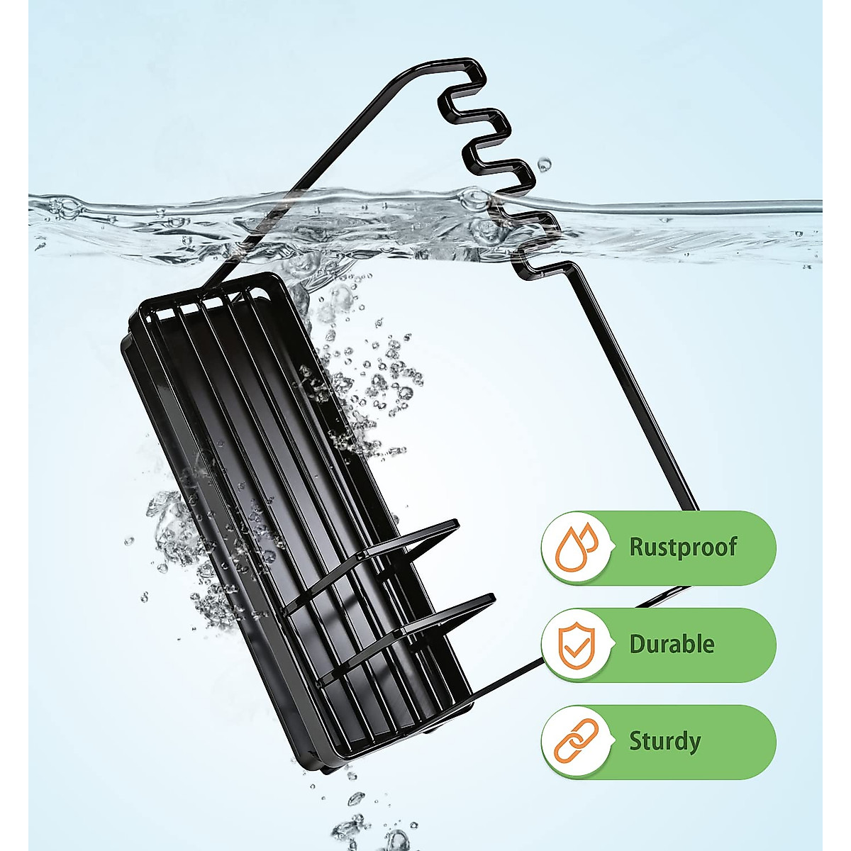 Kitchen Sink Organization, Dish Cloth Holder, Kitchen Sink Caddy, Dish Rag Holder (Black)