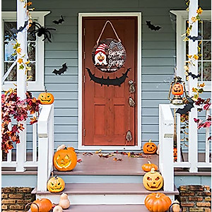 CYNOSA Interchangeable Seasonal Gnome Sweet Gnome Welcome Sign Front Door Decor Wooden Gnome Door Hanger, 12 Inches Farmhouse Wall Sign Gnome Decor (Brown)