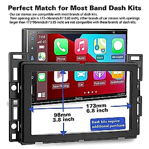 Double Din Car Stereo Compatible with Apple Carplay, 7 Inch Full HD Capacitive Touchscreen - Bluetooth, Mirror Link, Backup Camera, Steering Wheel, Subwoofer, USB/SD Port, A/V Input, FM/AM Car Radio