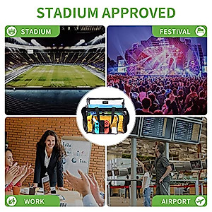 MAY TREE Clear Bag Stadium Approved 12×6×12, Clear Stadium Bag for Women and Men, Clear Lunch Bag for Work Travel Sport Office, Clear Tote Bag Stadium Approved with Non-Removable Straps - Black