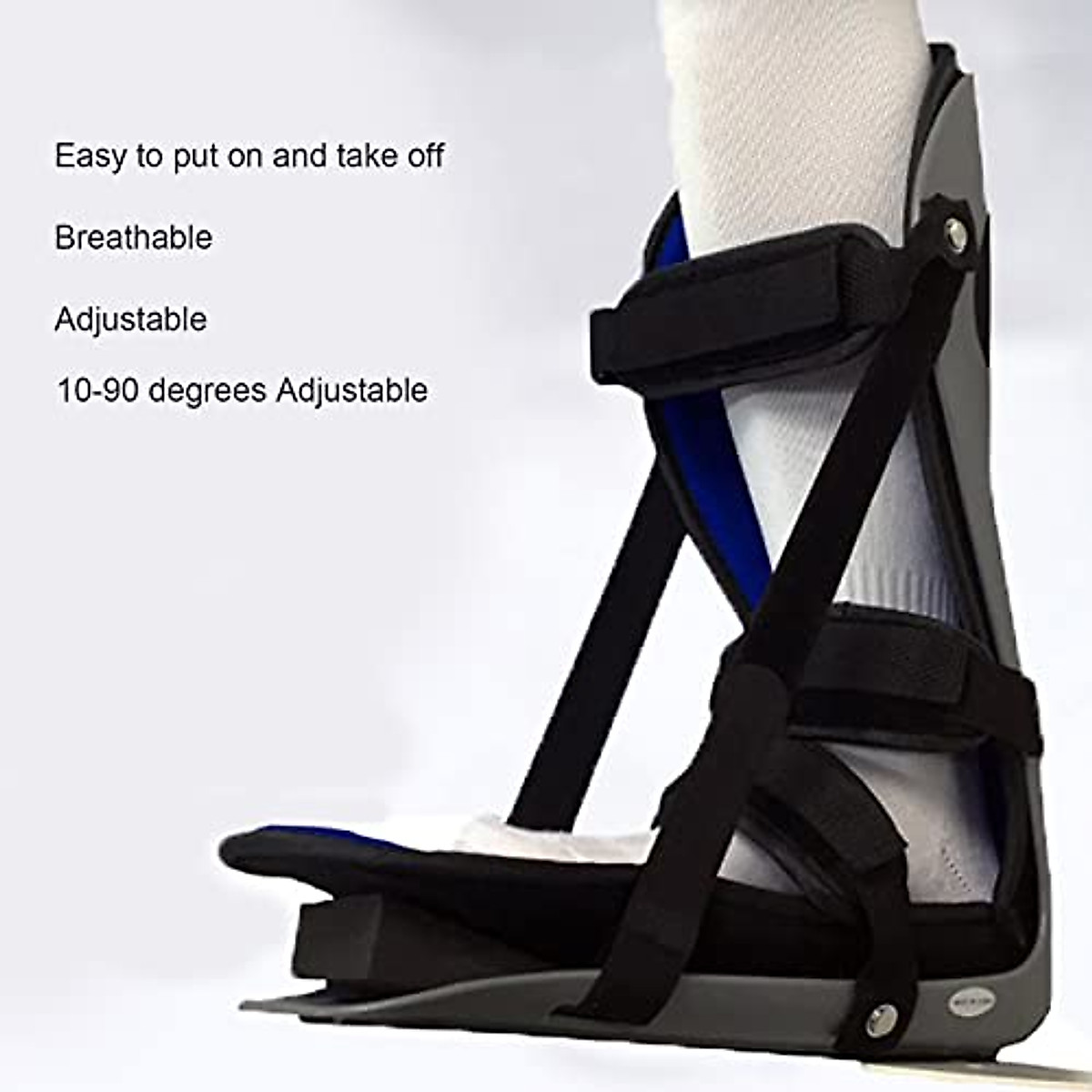 Plantar Fasciitis Night Splint Achilles Tendonitis Night Brace Adjustable Nighttime Foot Pain Relief Device with Calf Stretching for Orthopedic Relief(L)