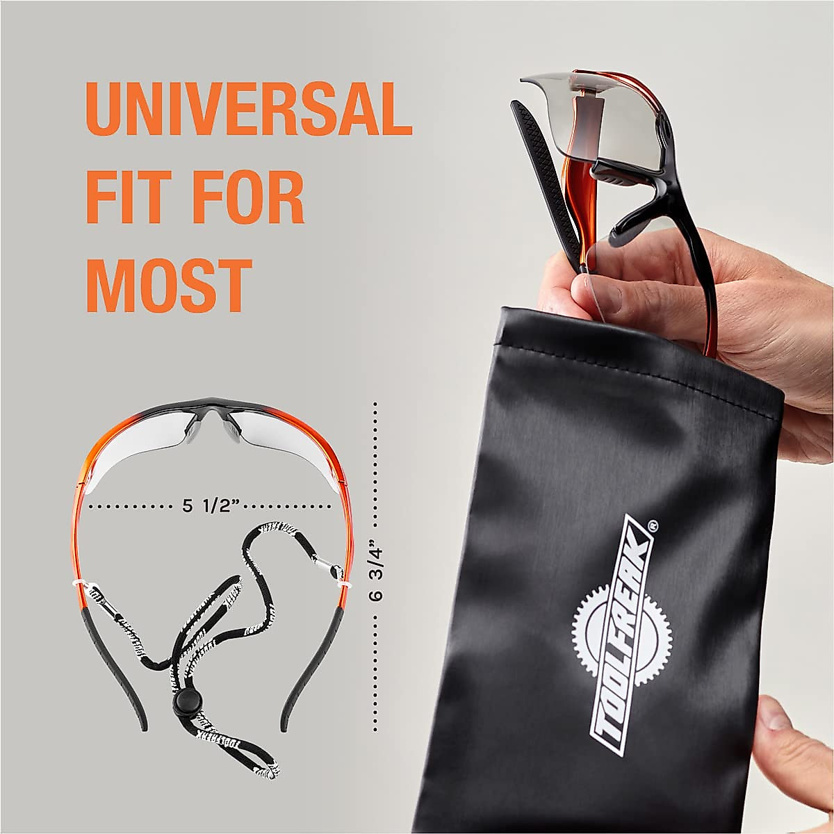 ToolFreak Rebel Safety Glasses - Light Grey - Lens Designed for Both Indoor & Outdoor Use - UV Protection, ANSI Z87-2020 Rated, Distortion-Free & Anti-Fog Coating - Hard Case & Cloth