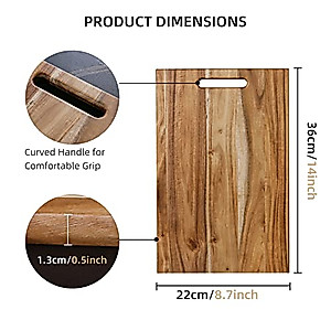 YSTKC Cutting Board for Kitchen,14" Acacia Wood Charcuterie Board,Reversible Chopping Board for Meat,Fruit,Vegetable and Bread,Cheese Board and Serving Tray