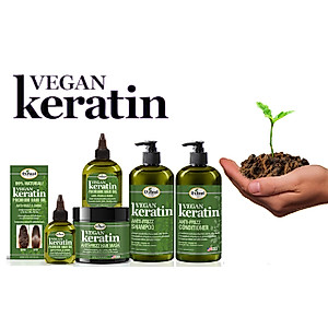 Difeel Vegan Keratin Anti-Frizz Hair Care 5-PC Set - Vegan Shampoo, Conditioner, Oils and Hair Mask