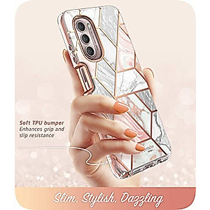 i-Blason Cosmo Series Designed for Moto G Stylus 5G Case (2022) [Not for 4G Version& 2020/2021 Version], Slim Stylish Protective Case with Built-in Screen Protector (Marble)